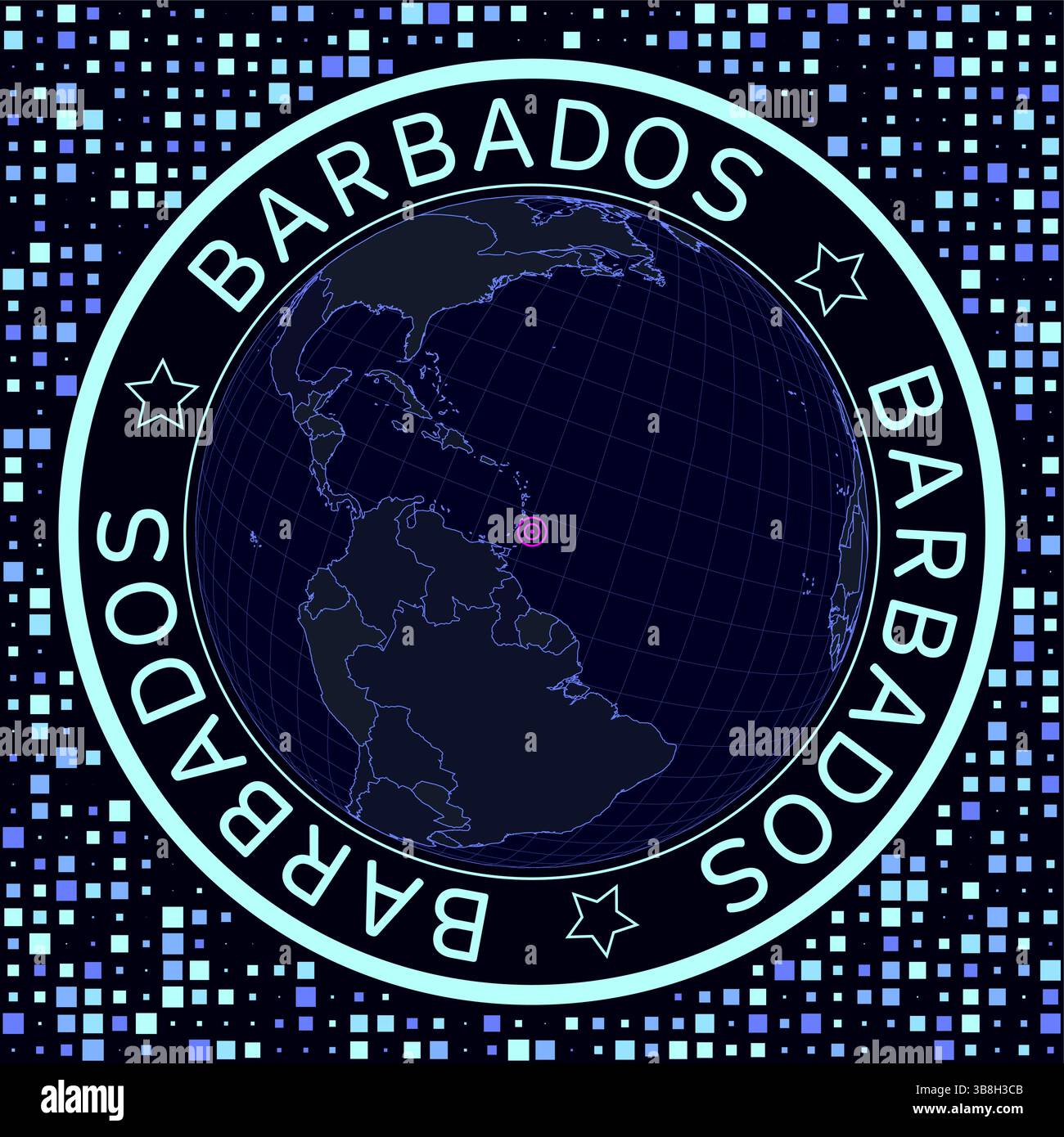 Barbados on globe vector. Futuristic satellite view of the world ...