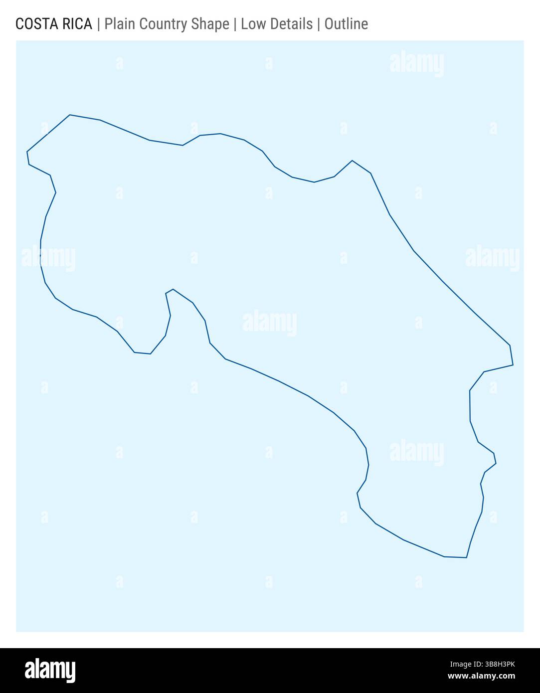 Costa Rica plain country map. Low details. Outline style. Shape of ...