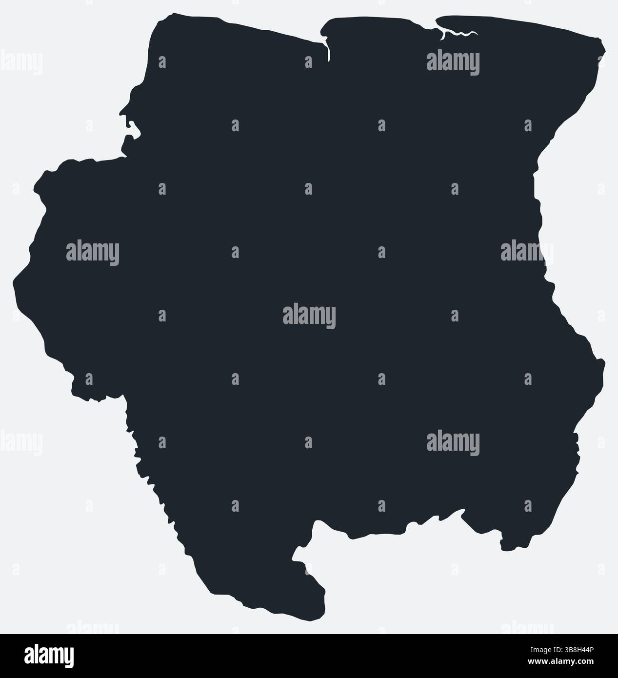 Suriname map. Just a simple border map. Shape of the country. Flat ...