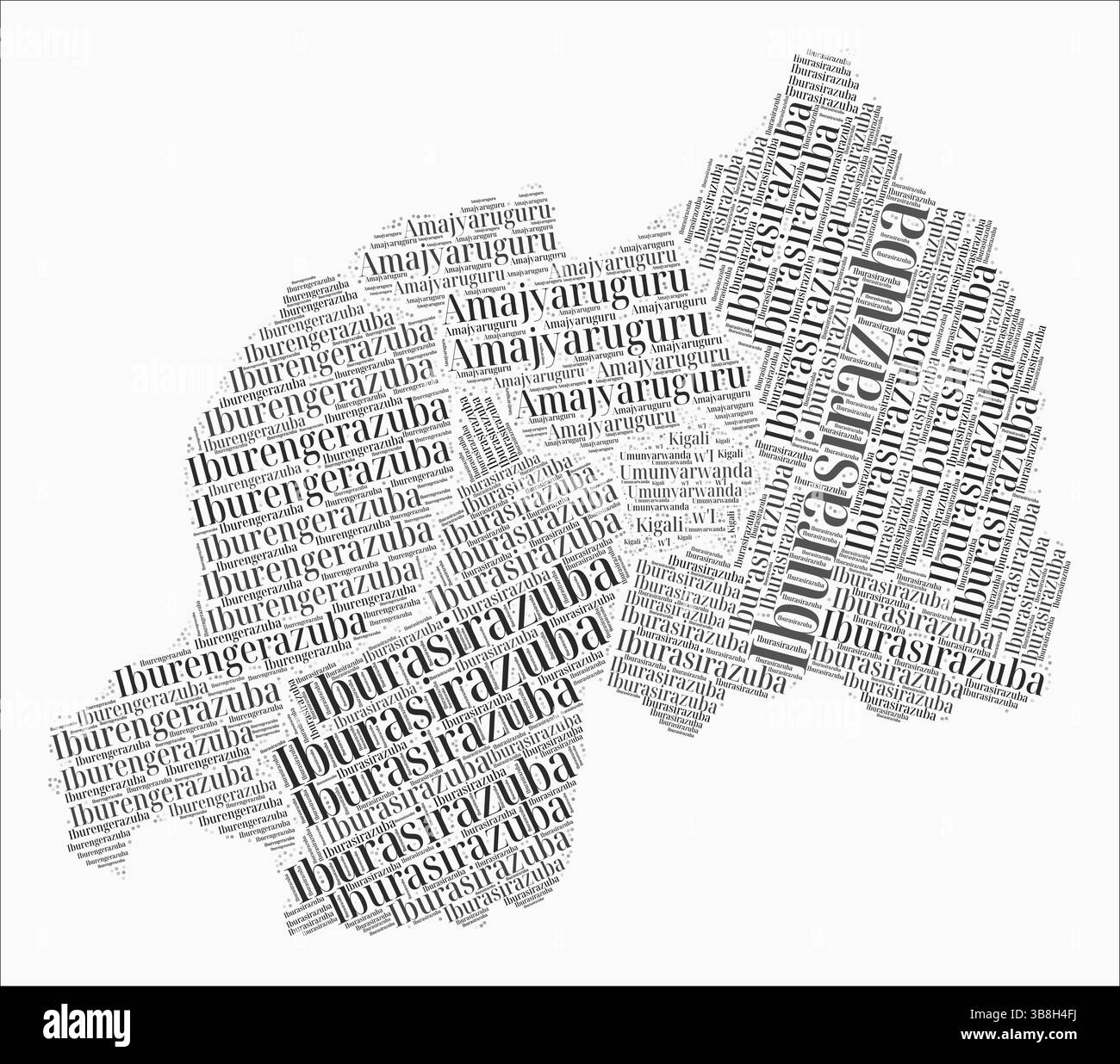 Rwanda Text Style Regions. Country region names word clouds in the ...