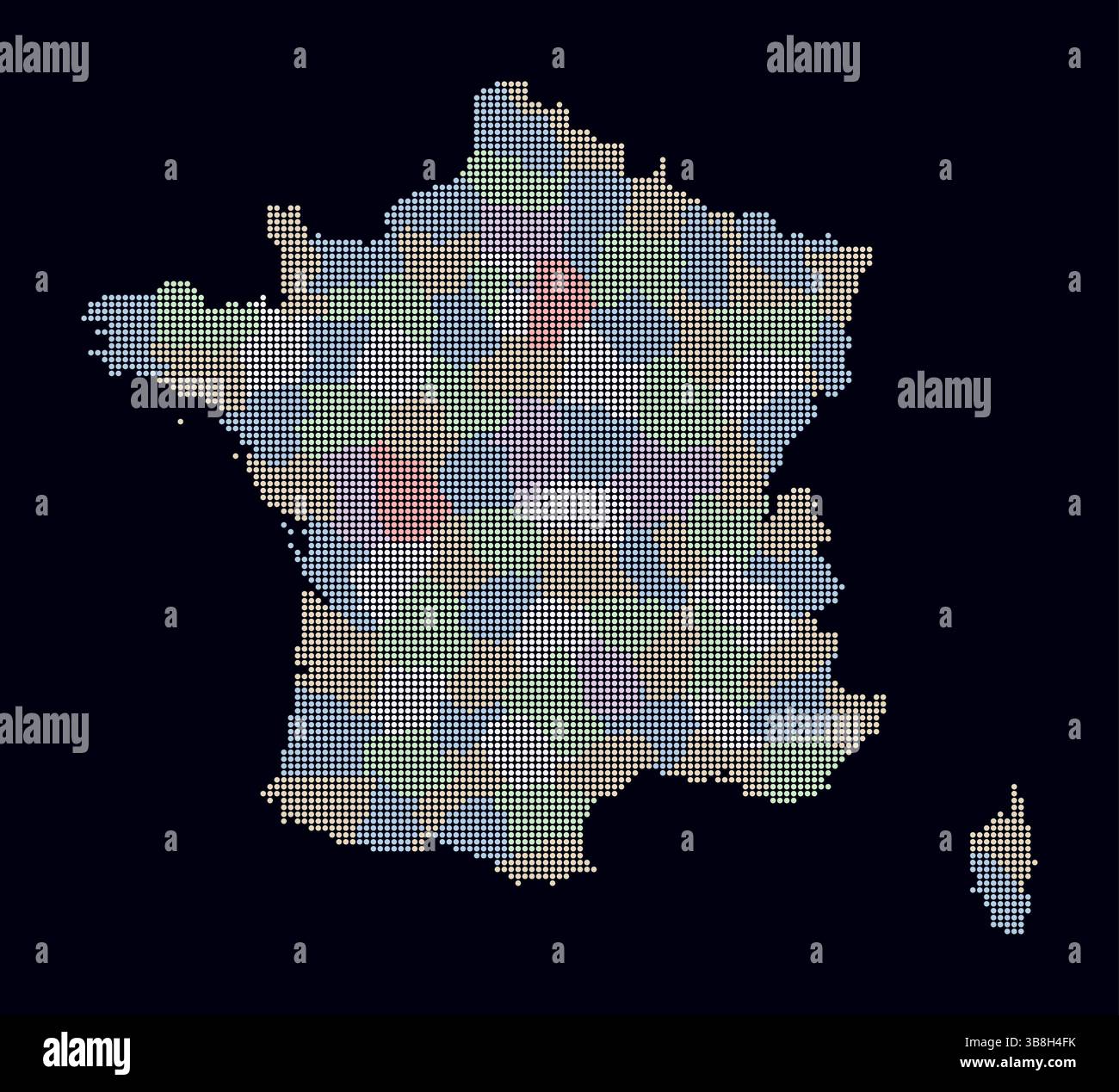 France dotted map. Digital style map of the country on a dark ...