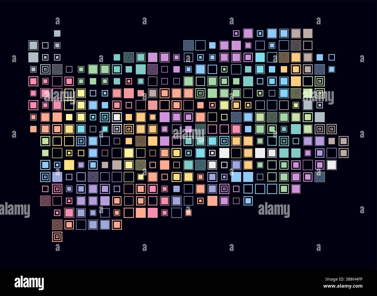 Pennsylvania, shape of the state built of colored cells. Digital style ...