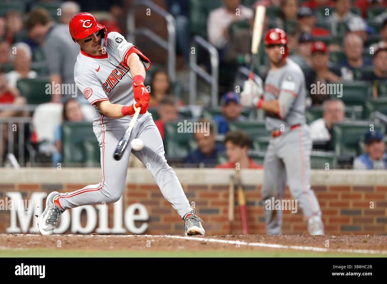 ATLANTA, GA - MAY 07: Cincinnati Reds first baseman Spencer Steer #7 ...
