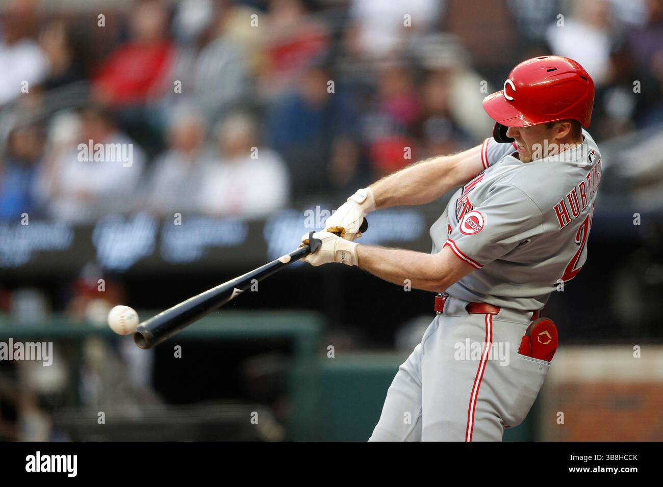 ATLANTA, GA - MAY 07: Cincinnati Reds left fielder Jacob Hurtubise #26 ...