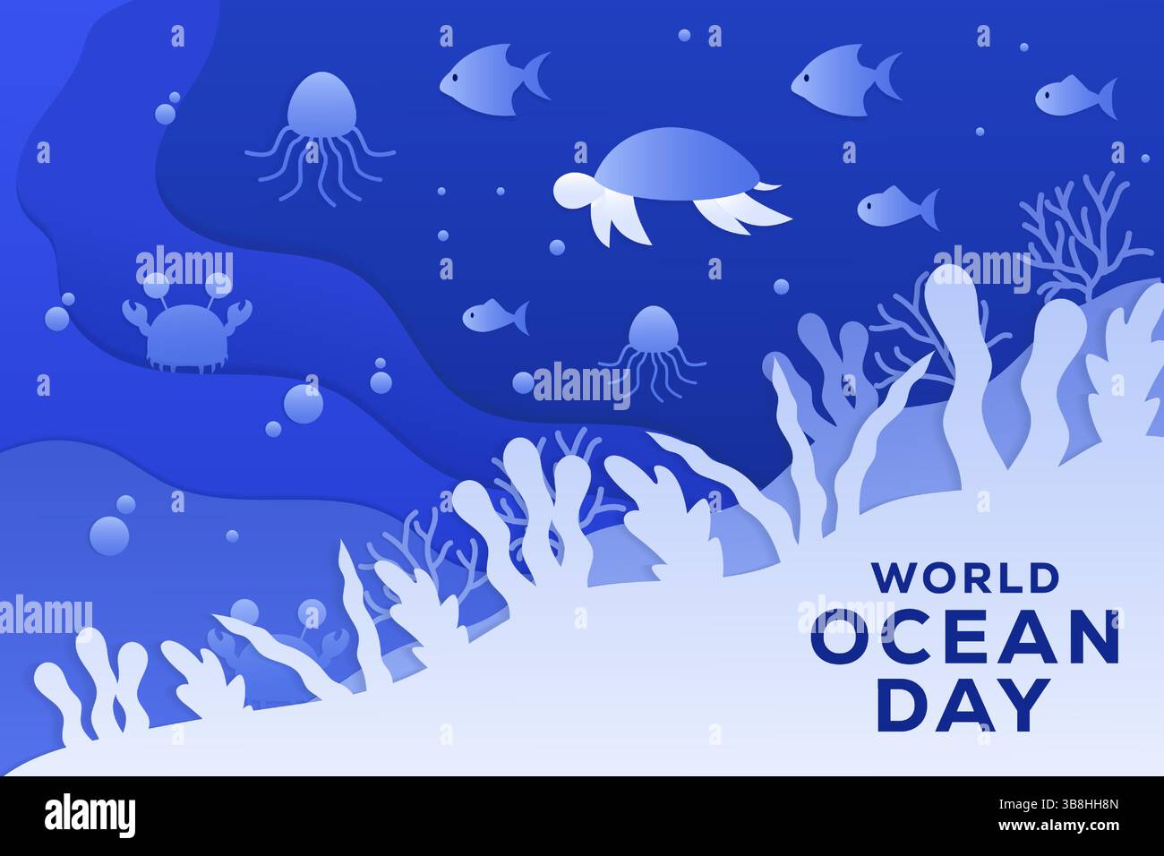 world ocean day background illustration in paper art style Stock Vector ...
