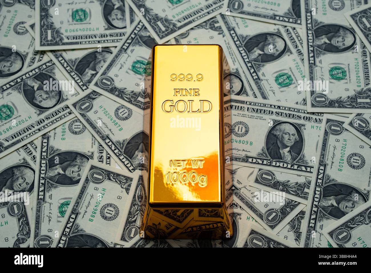 Money dollars gold bar. Saving finance in gold bar. Dollars vs gold bar ...