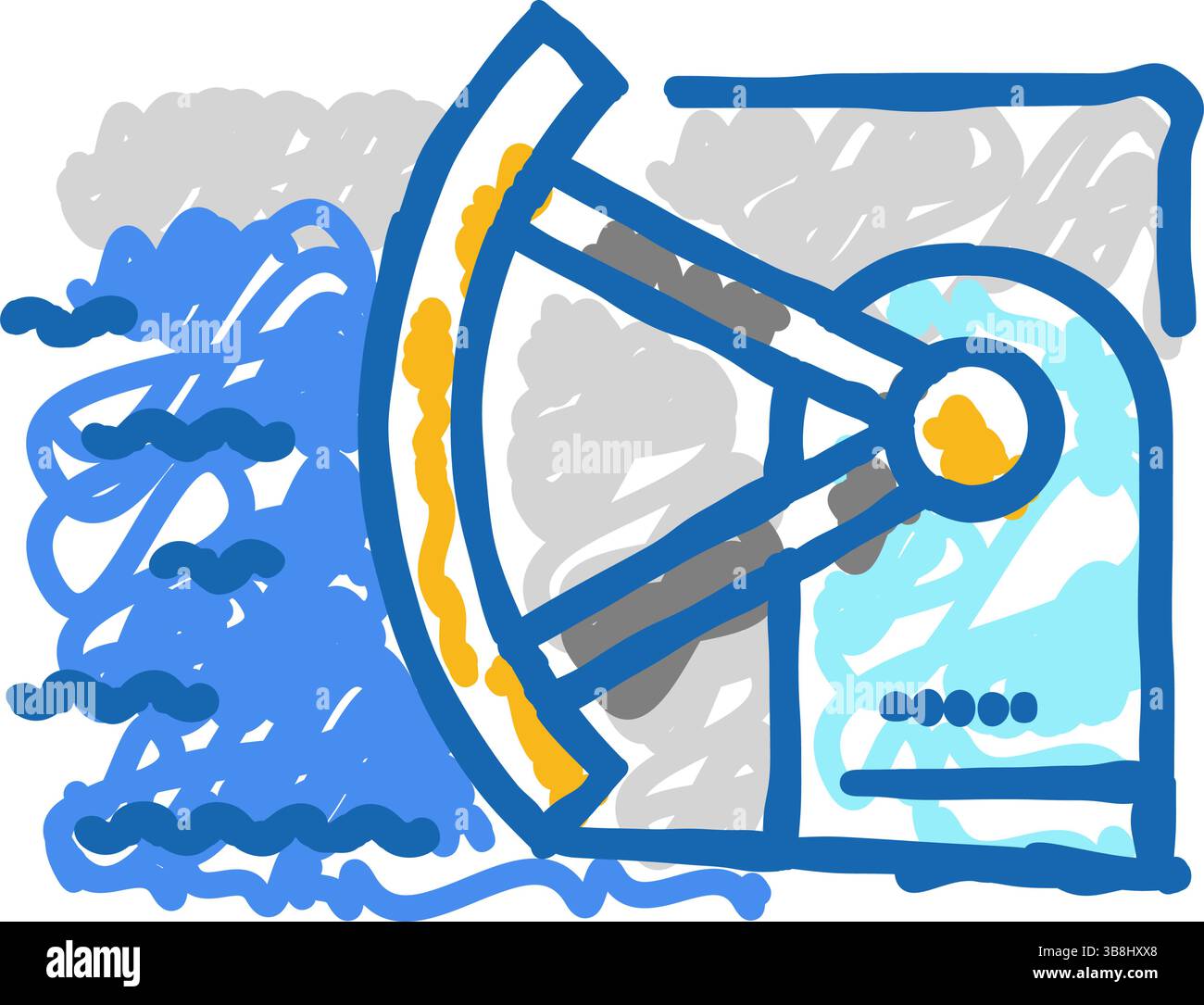 spillway gates hydroelectric power icon doodle illustration Stock ...