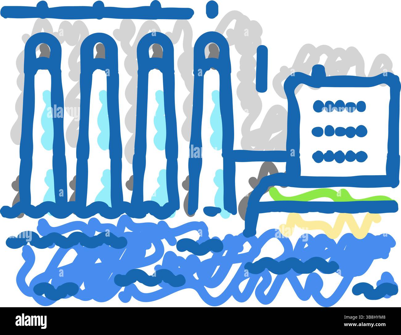 hydro station hydroelectric power icon doodle illustration Stock Vector ...