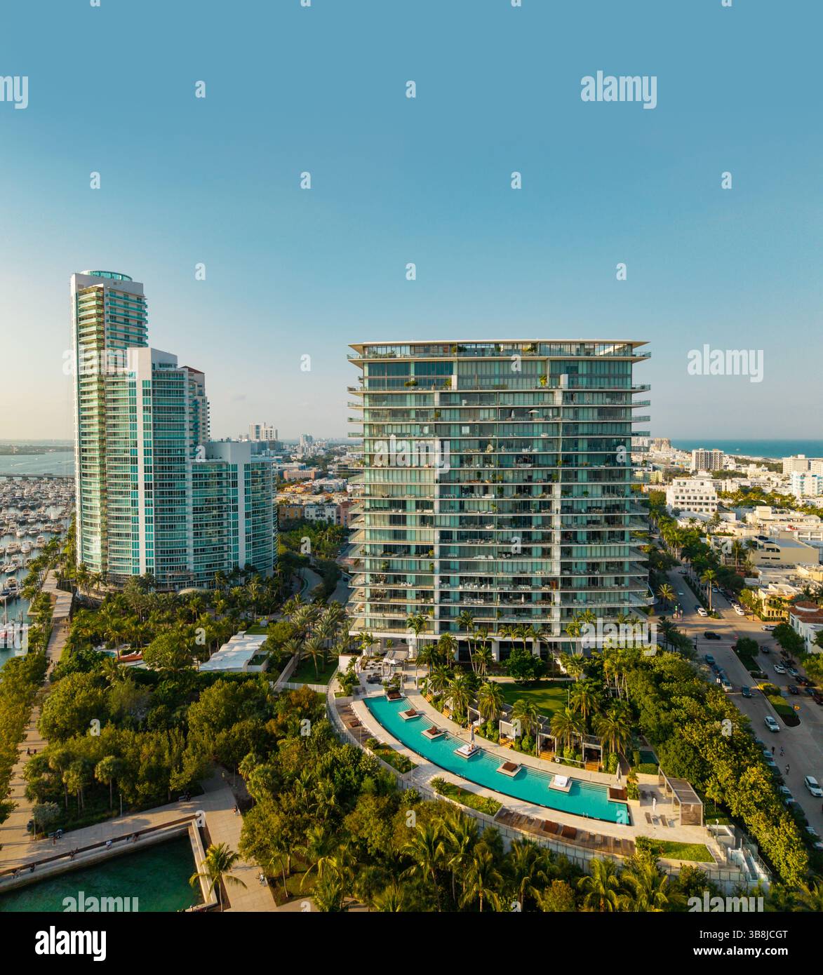 Miami Beach aerial view with skyline. Miami from above. Miamis famous ...