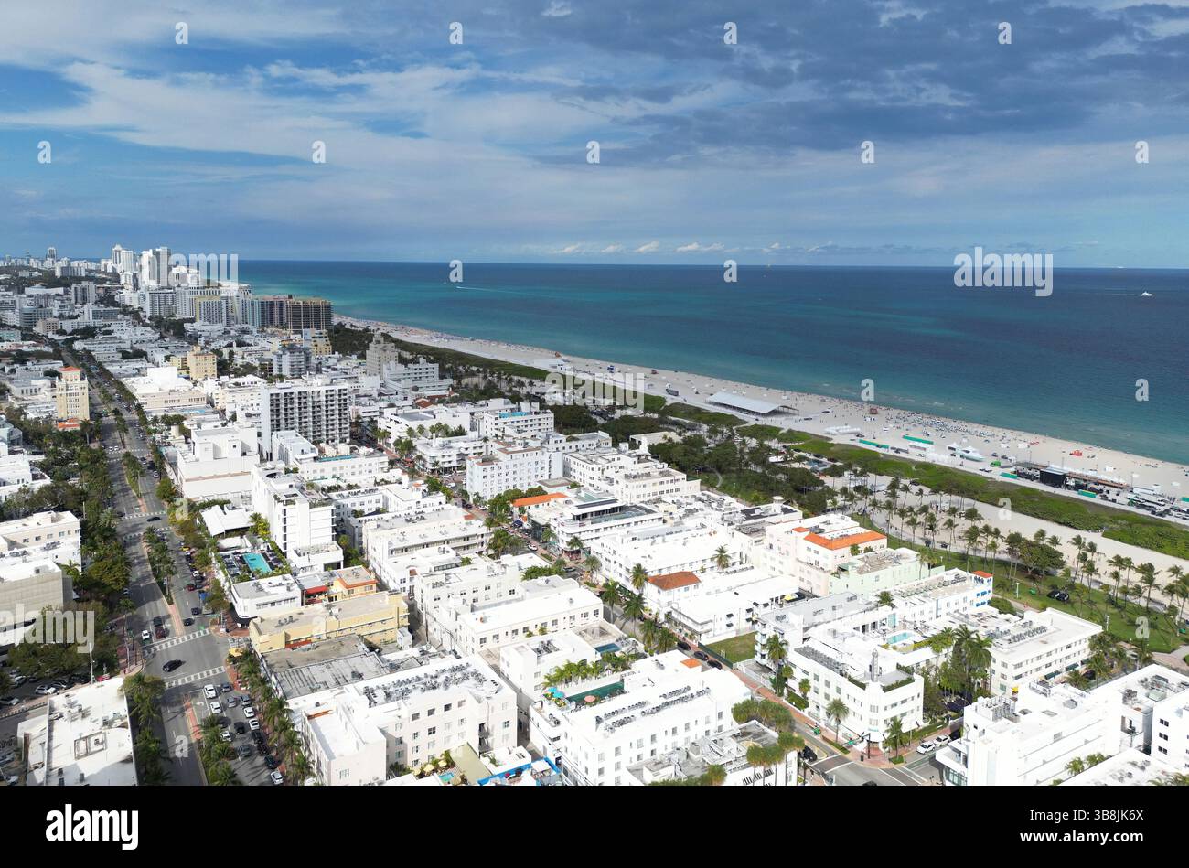 Miami Beach aerial drone view with skyline. Miami from above. Drone ...