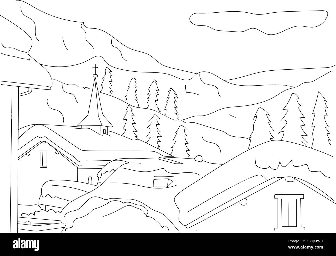 Village nestled in white Stock Vector Images - Alamy