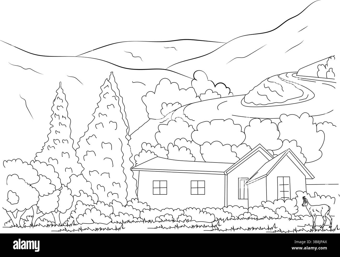 Scenic rustic cabin nestled Stock Vector Images - Alamy