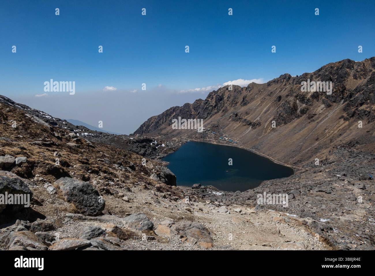 The sacred Gosaikunda Lake in Langtang National Park, Nepal Stock Photo ...