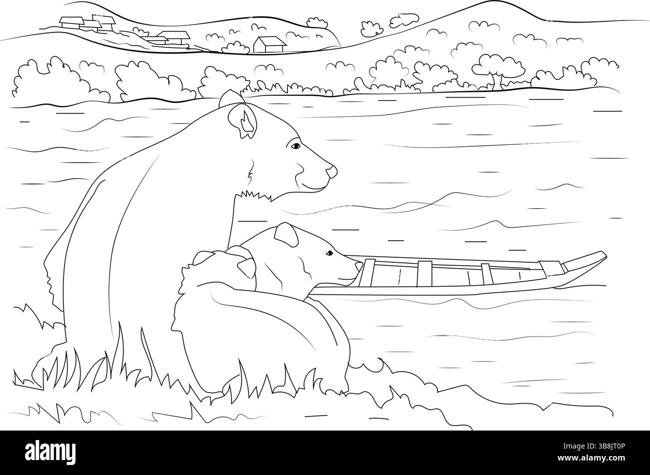 Bear cub on river Cut Out Stock Images & Pictures - Alamy