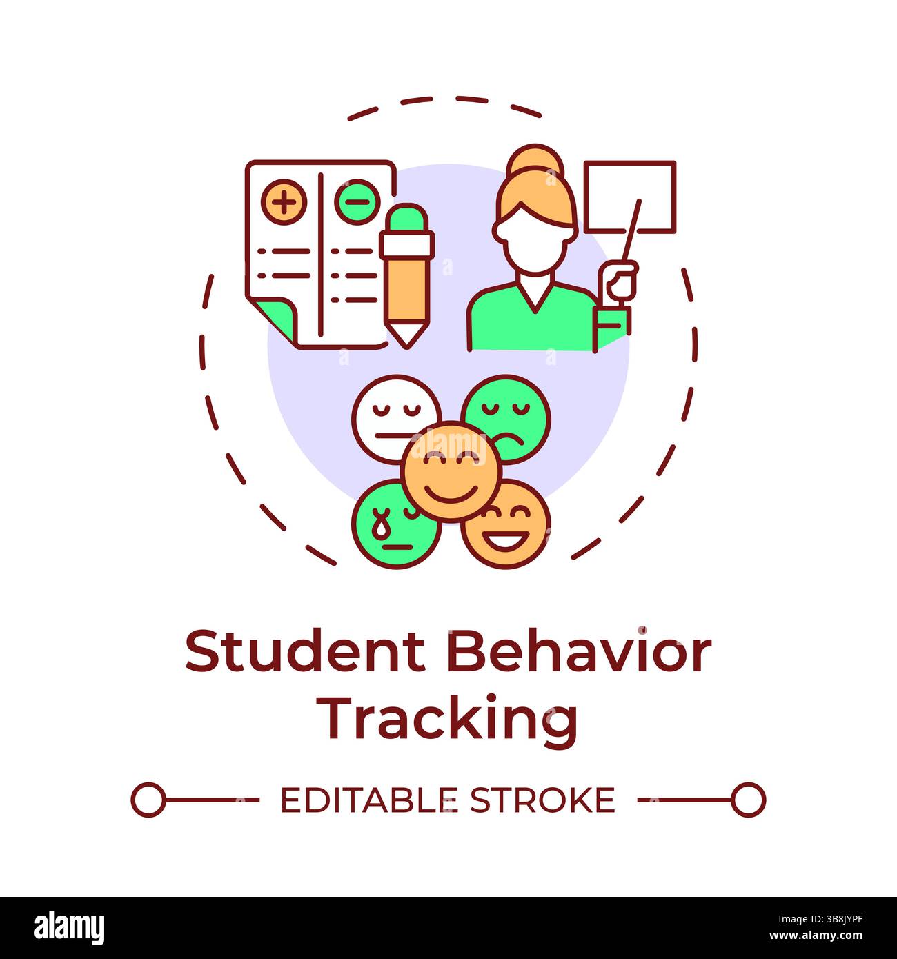 Student behavior tracking multi color concept icon Stock Vector Image ...