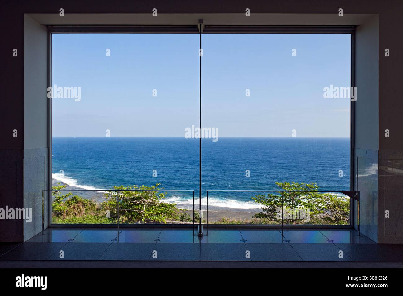 View through window at Peace Memorial Museum of Mabuni Beach (Mabuni ...