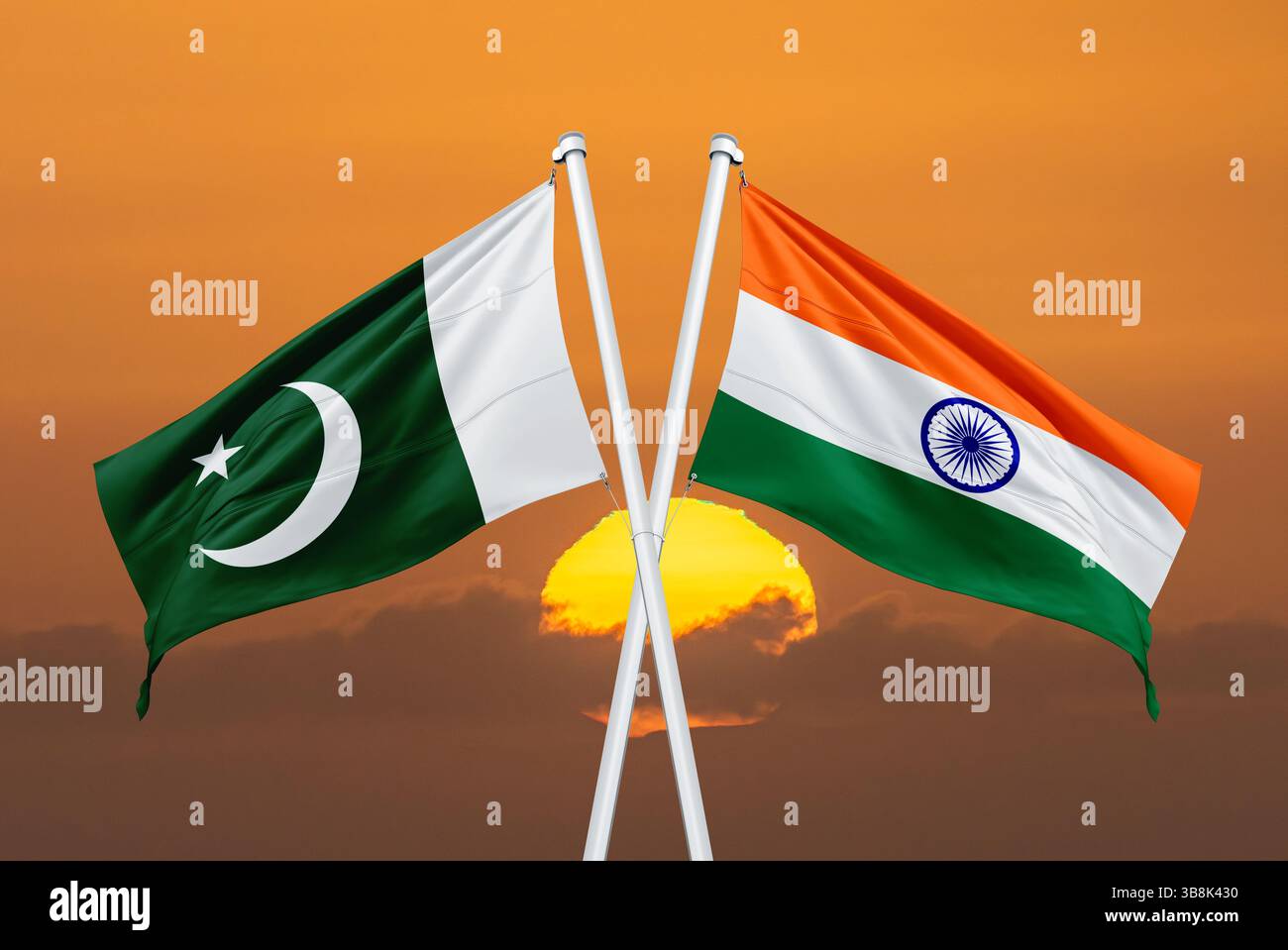 India and Pakistan flags. war India and Pakistan again teeter on the ...