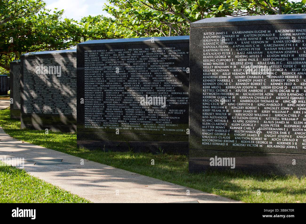 Cornerstone of Peace monuments with names of Japanese and American dead ...