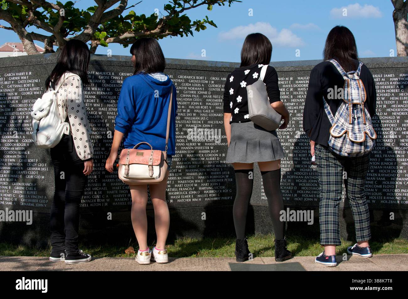 Cornerstone of Peace monuments with names of Japanese and American dead ...