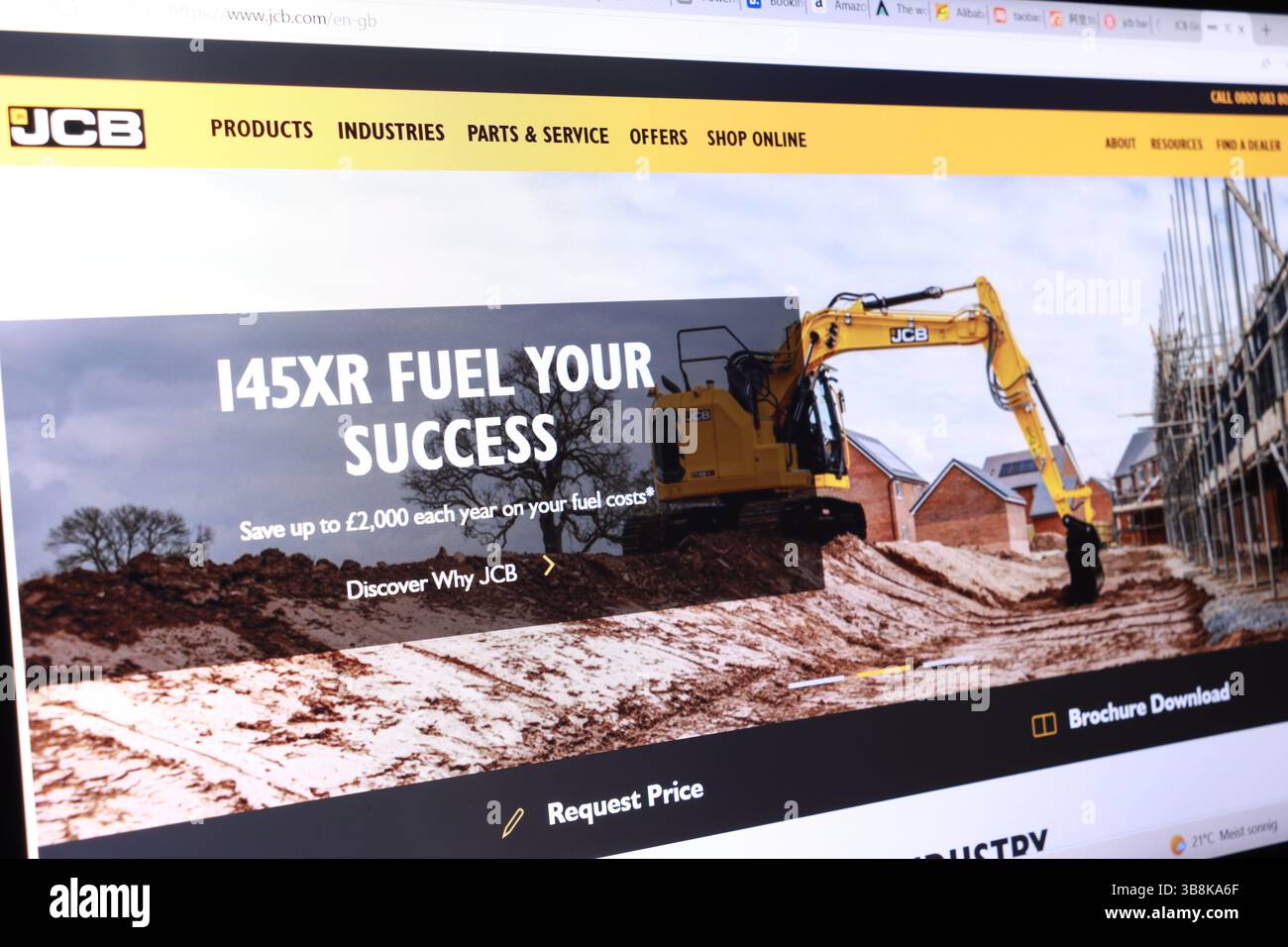 Jcb website screenshot featuring jcb excavator at construction site ...