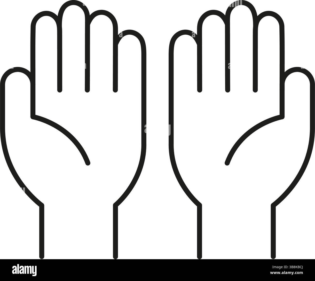 Two Raised Hands Line Icon. Celebration, Praise, And High Five Gesture ...