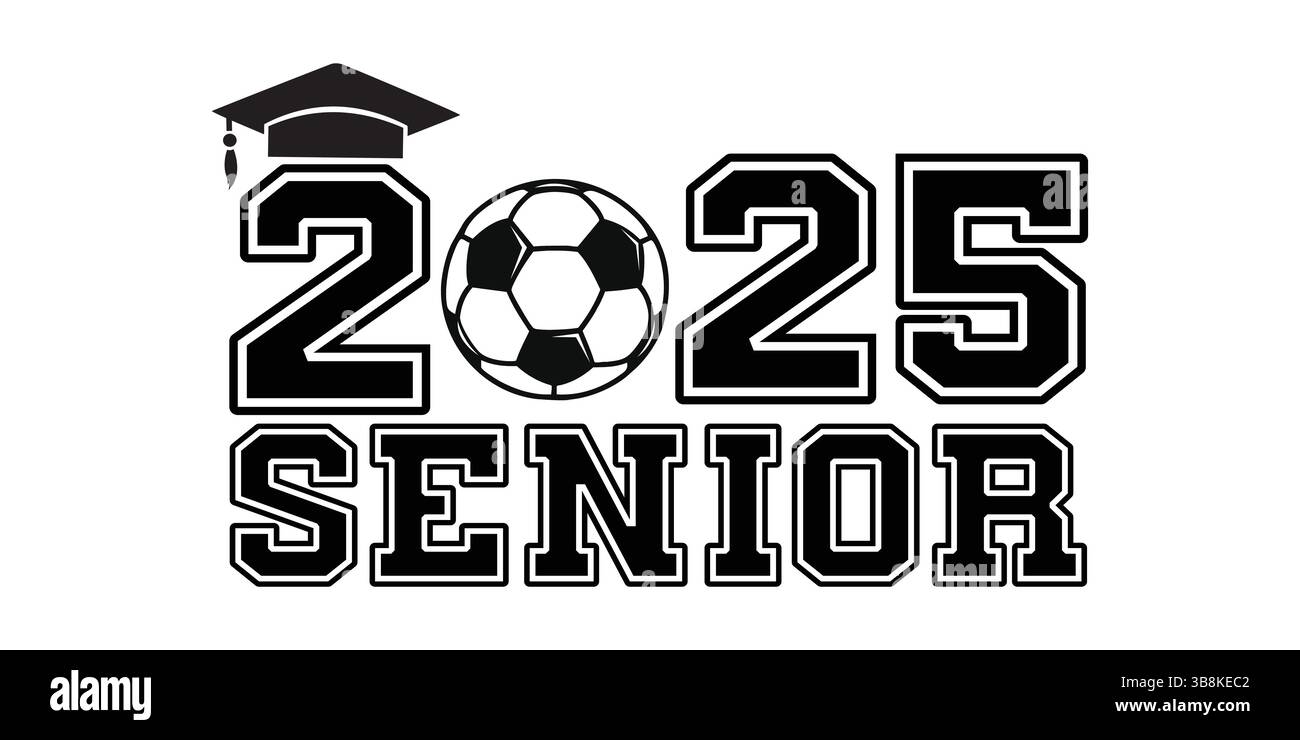 Class of 2025 Senior Graduation Soccer Ball Cap Emblem Design with Bold ...