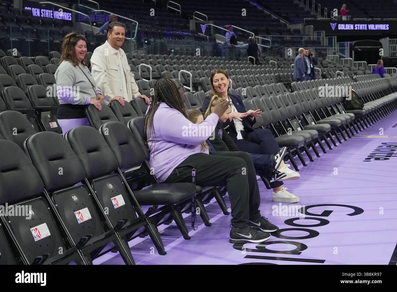 Golden State Vlkyries general manager Ohemaa Nyanin (left) talking with ...
