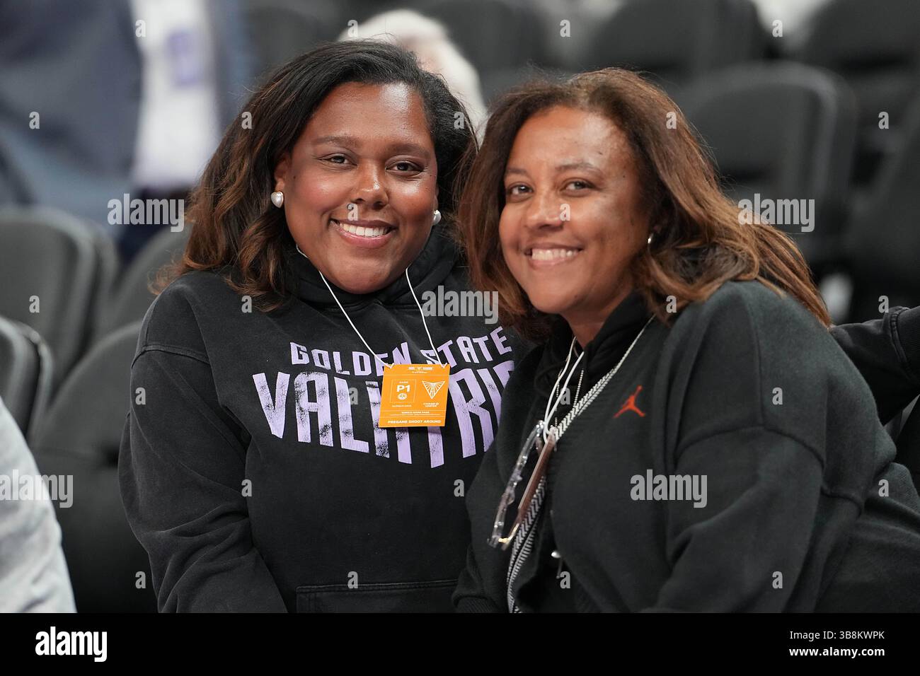 Golden State Valkyries fans pose during a WNBA preseason game against ...