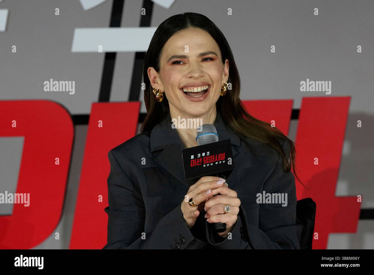 Hayley Atwell attends a press conference to promote her latest movie ...