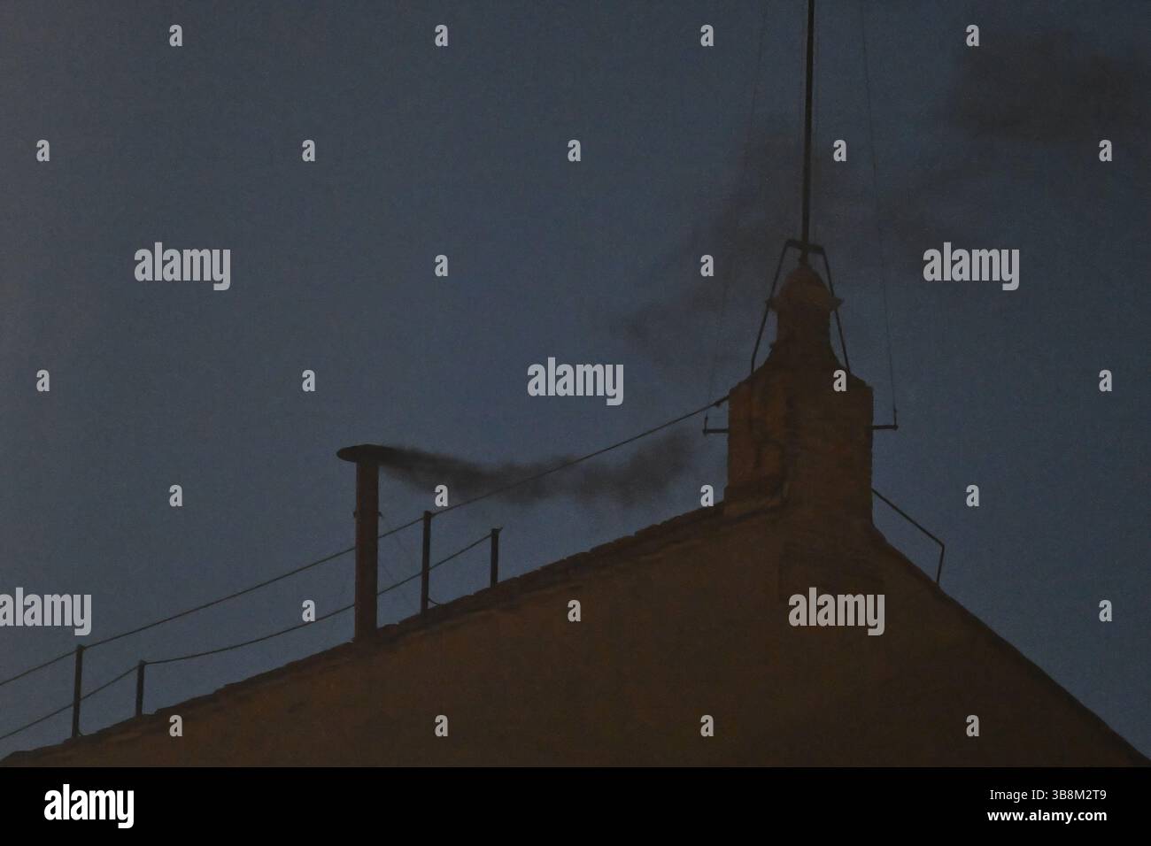 Black smoke is seen from the chimney of the Sistine Chapel meaning a ...