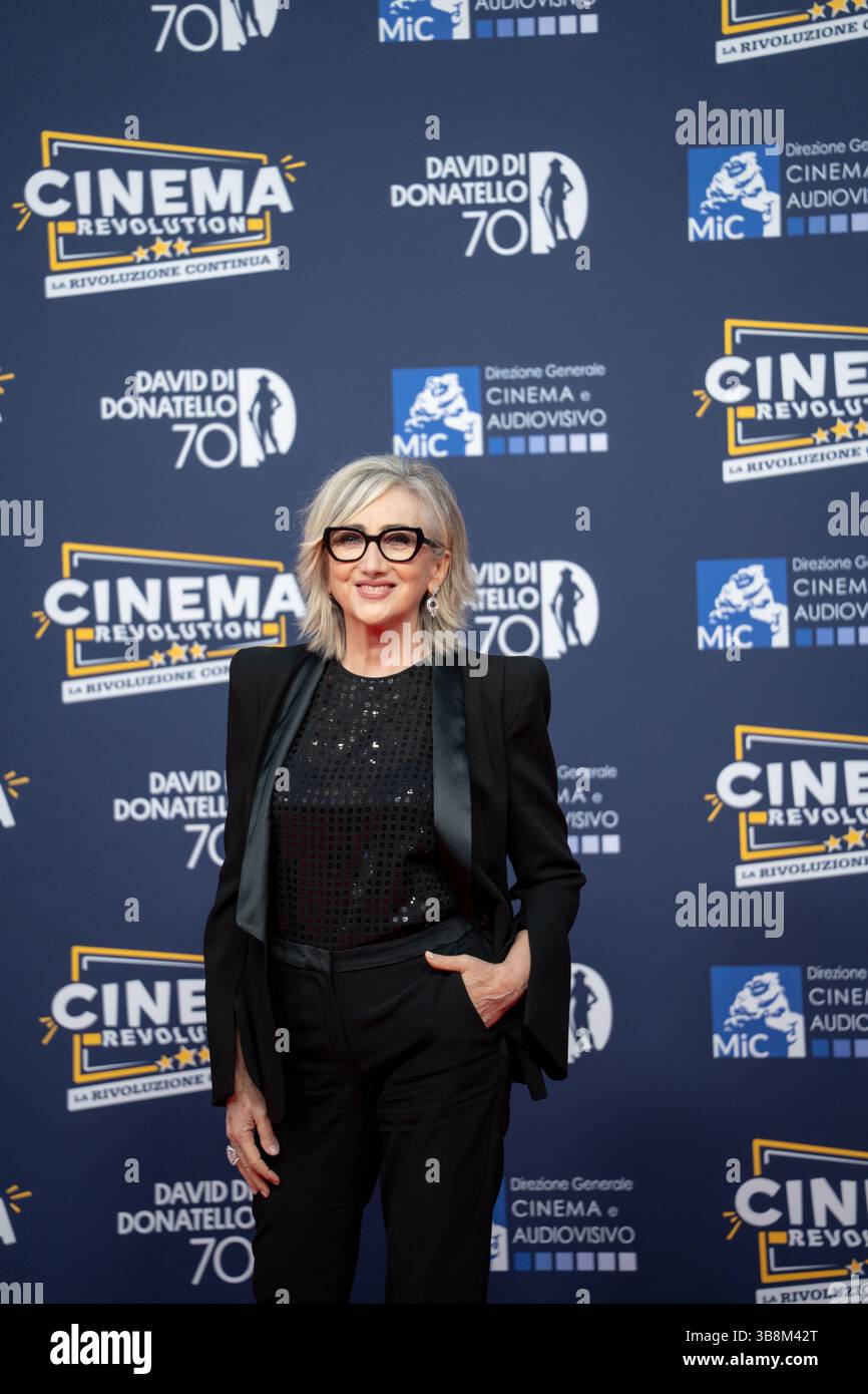 Rome, Italy, on May 7, 2025. Lunetta Savino attends the photocall during the 70th David Di ...