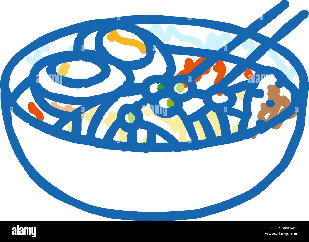 ramyeon noodles korean cuisine icon doodle illustration Stock Vector ...