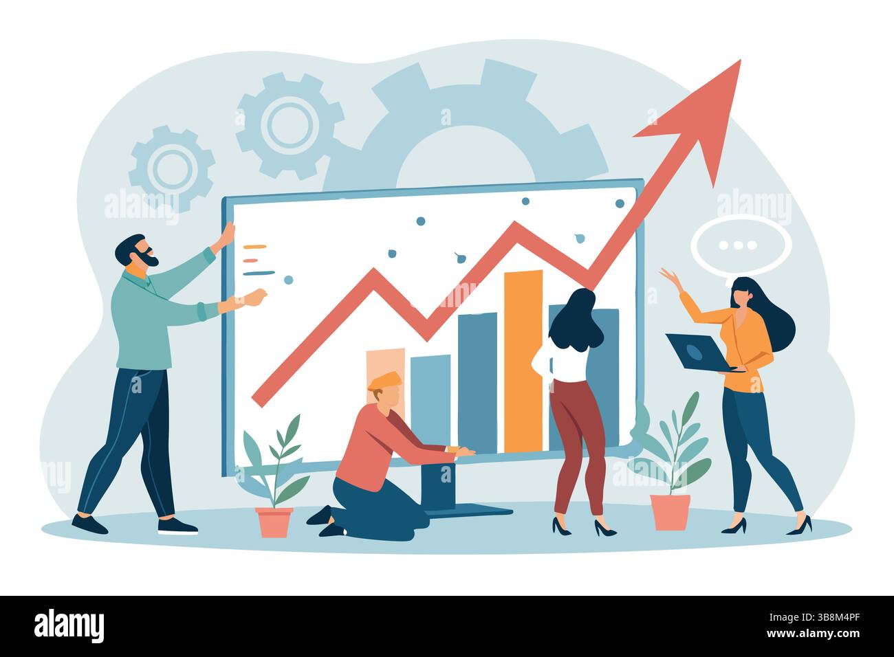 Team analyzes data charts graphs and key performance indicators KPIs ...