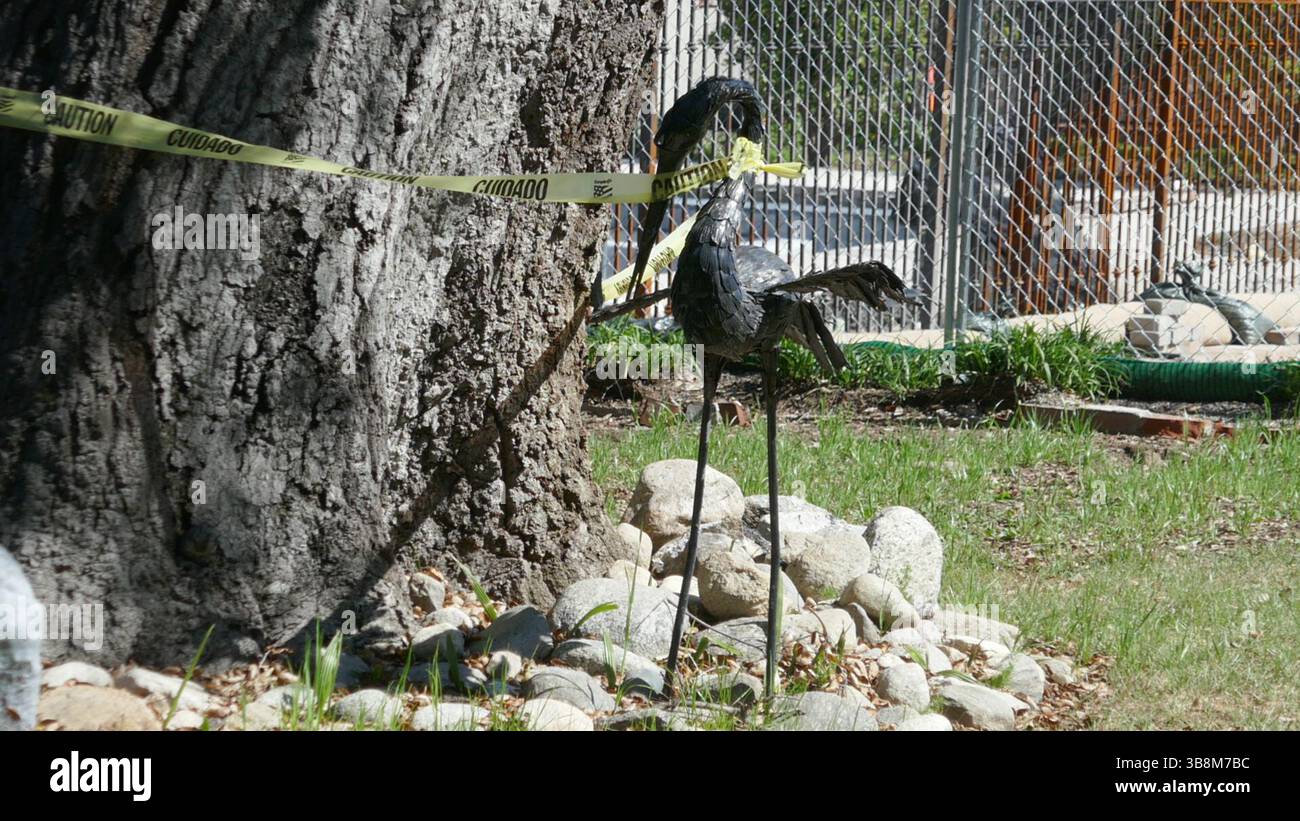 Altadena, California, USA 7th May 2025 Metal Bird Statue during ...