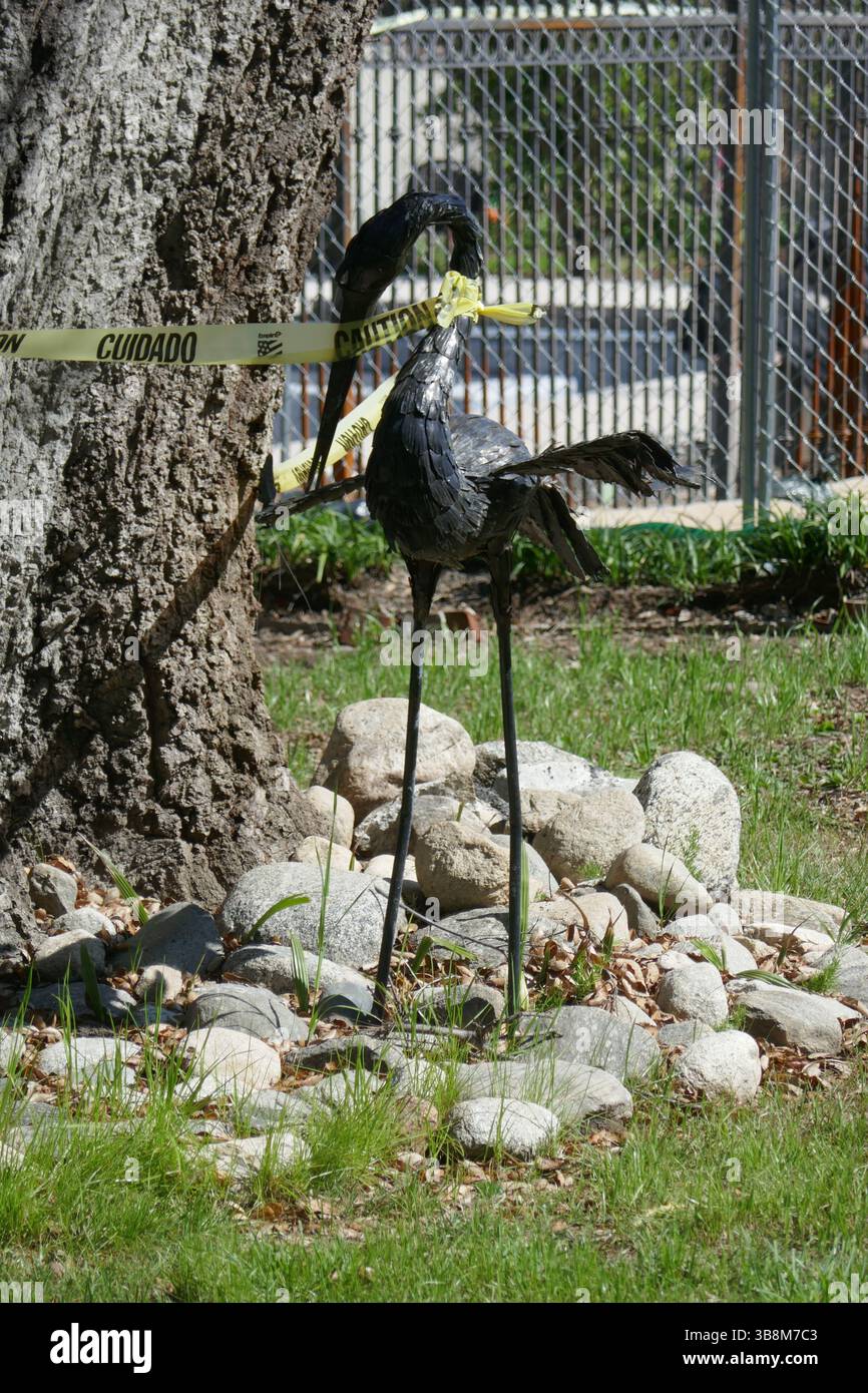 Altadena, California, USA 7th May 2025 Bird Statue at destroyed home ...
