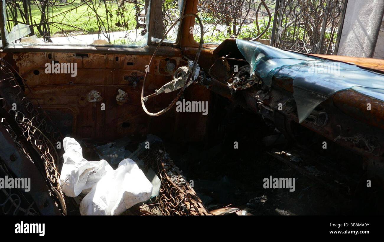 Altadena, California, USA 7th May 2025 Burnt Car and home during ...