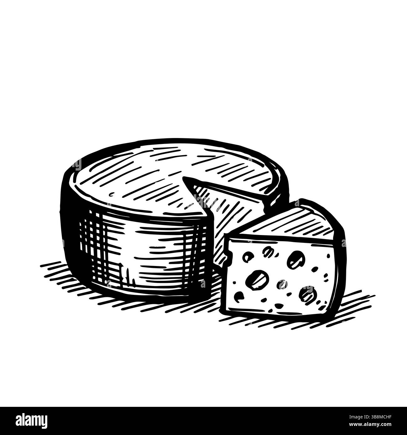 Sketch cheese. Ink sketch isolated on white. Freehand vector ...