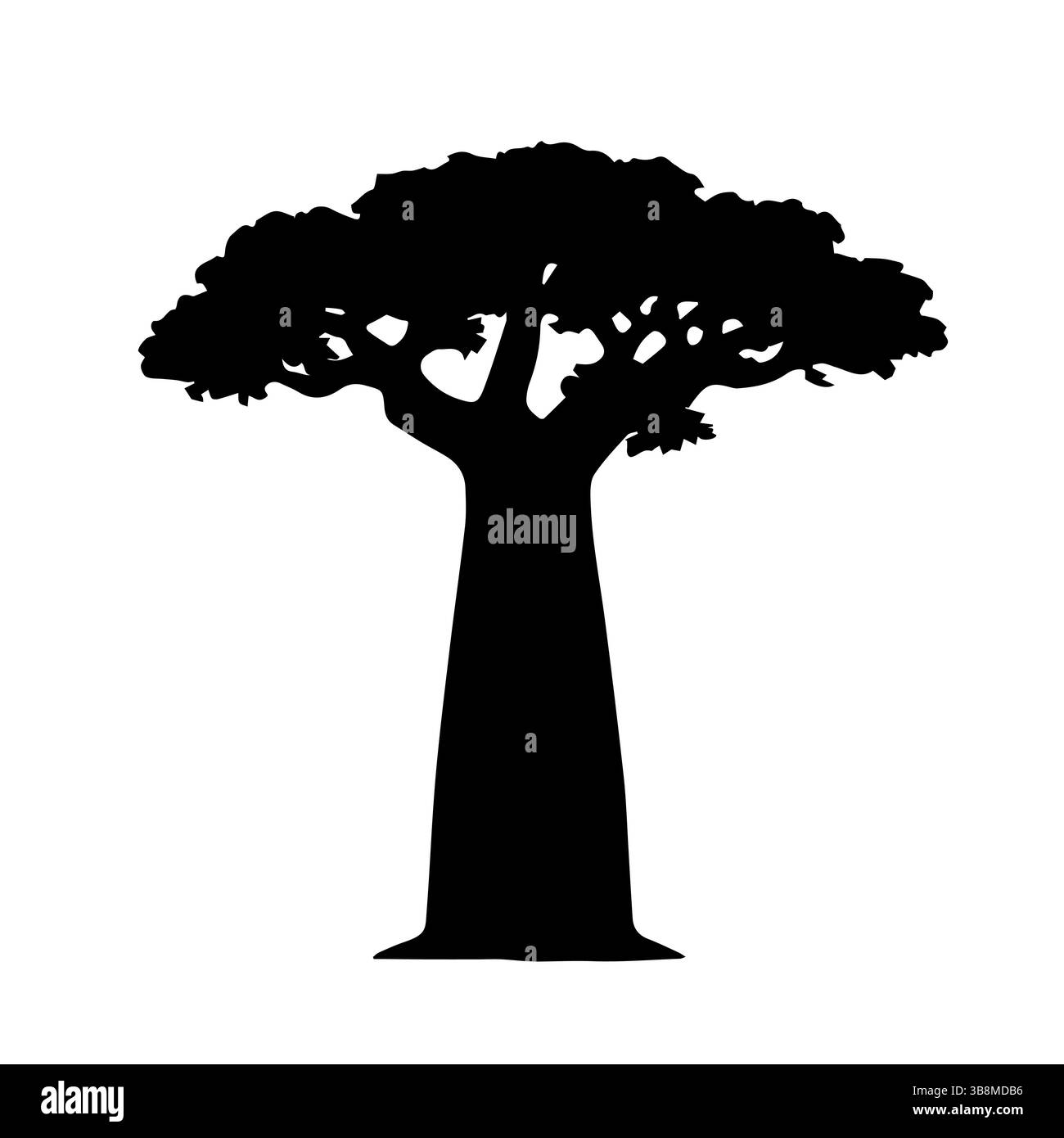 Baobab silhouette isolated on white background. Tree logo. Vector icon ...