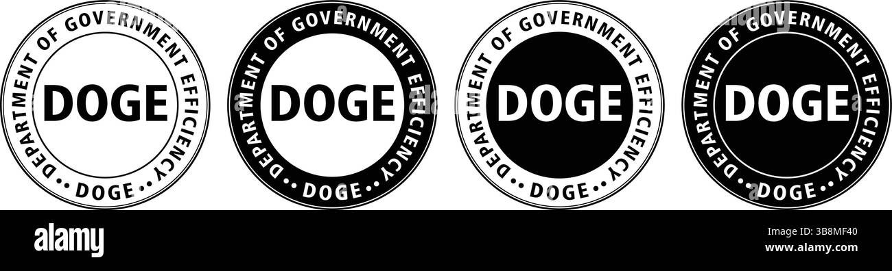 set of four black and white circular badges with text department of ...