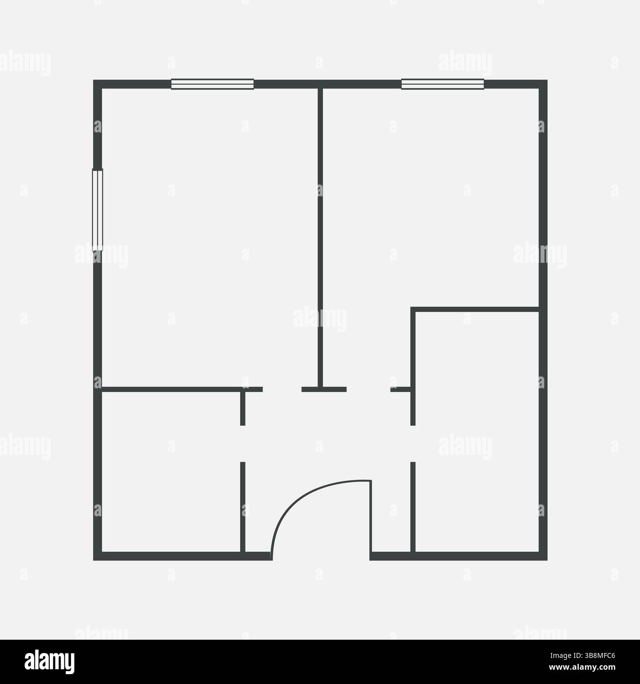 Floorplan simple icon room flat apartment line drawing, floor plan ...