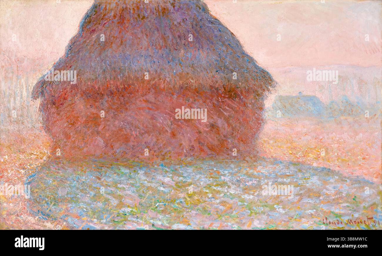 Claude Monet, Grainstack in Sunlight, painting in oil on canvas, 1891 ...