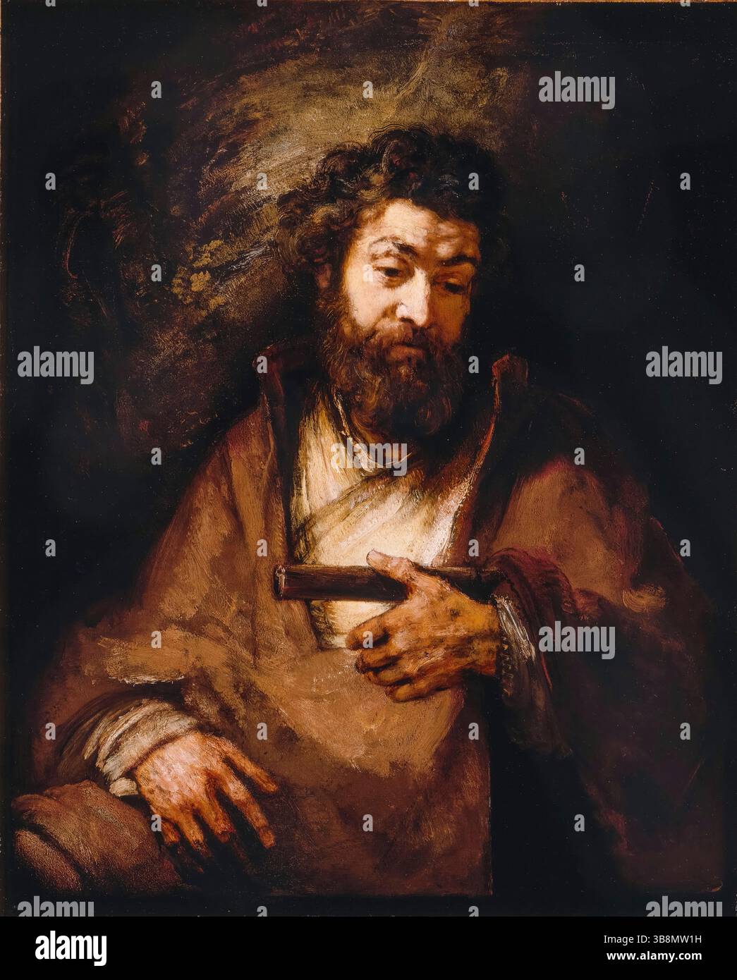 Apostle Simon, portrait painting in oil on canvas by Rembrandt van Rijn ...