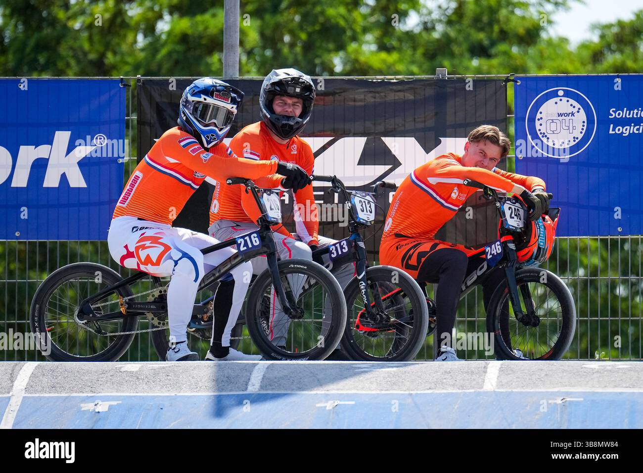 BESANCON, FRANCE - JULY 9: Jay Schippers of the Netherlands, Niek Kimmann of the Netherlands and ...