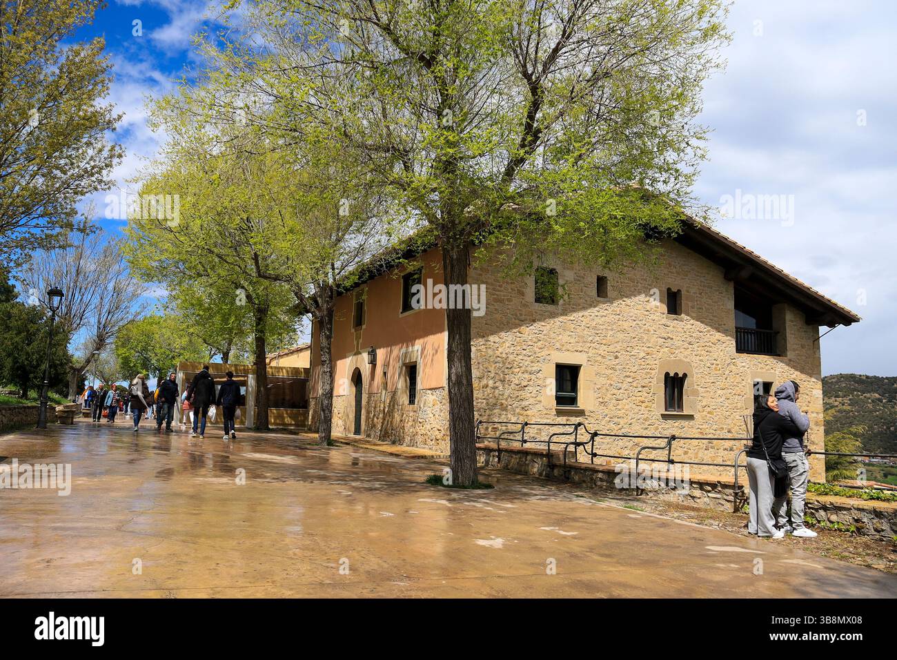Morella, Castellon, Spain- April 18, 2025: Paseo de la Alameda with ...