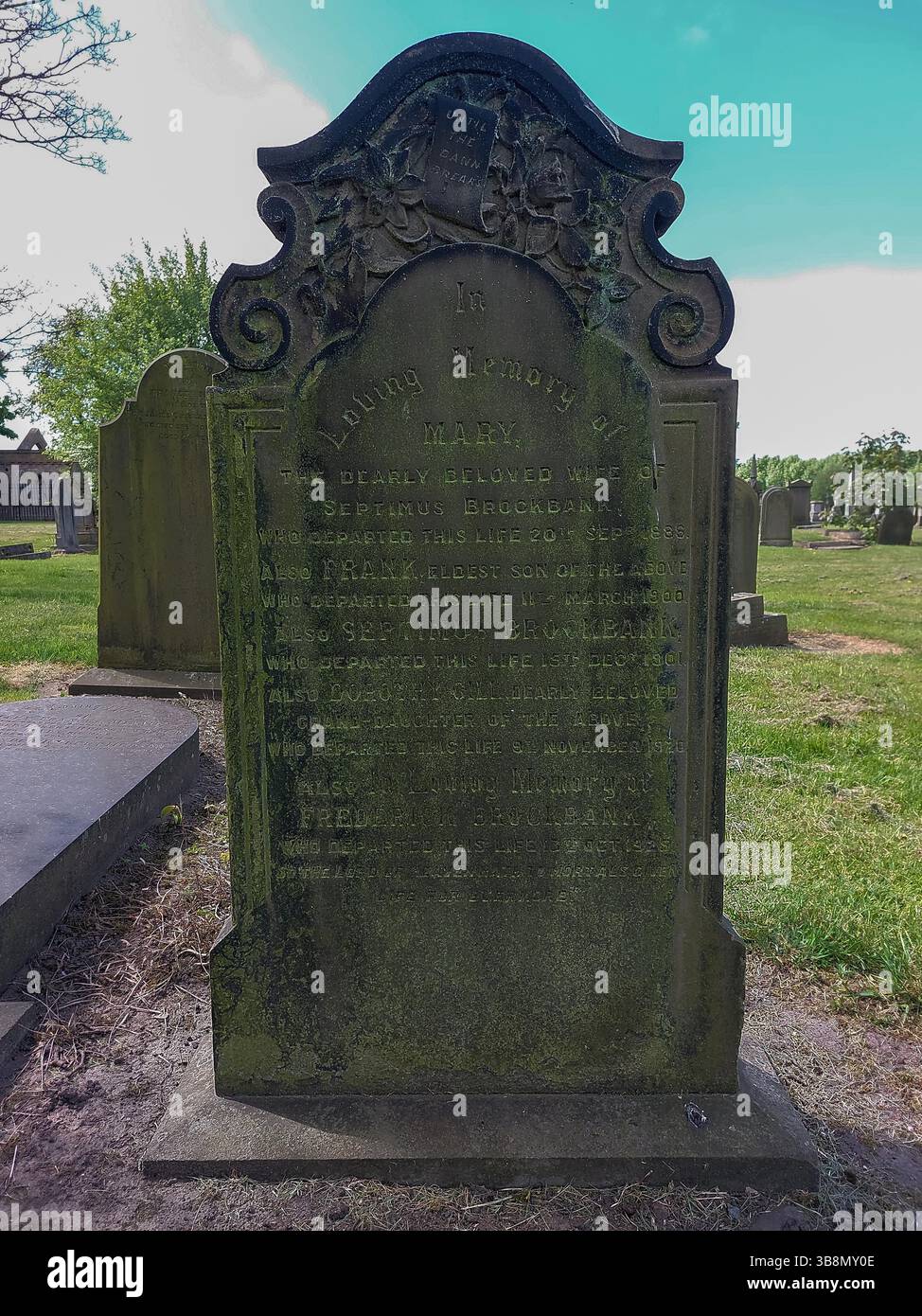 Close up of a large Victorian era headstone in Anfield Cemetery in ...