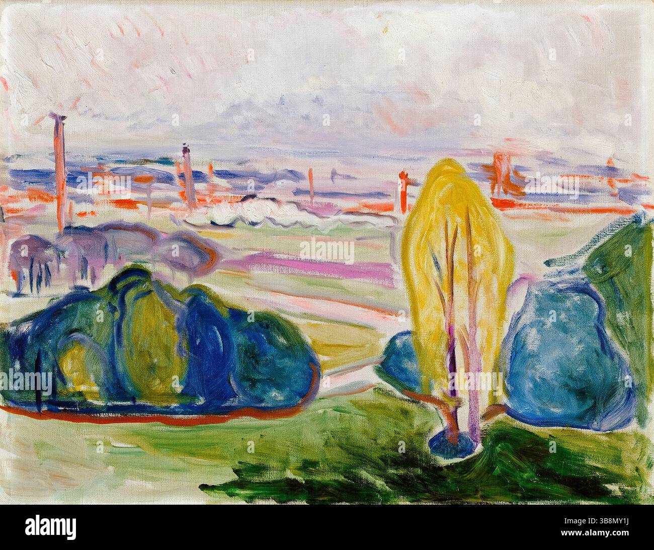 Edvard Munch, View Across Chemnitztal, landscape painting in oil on ...