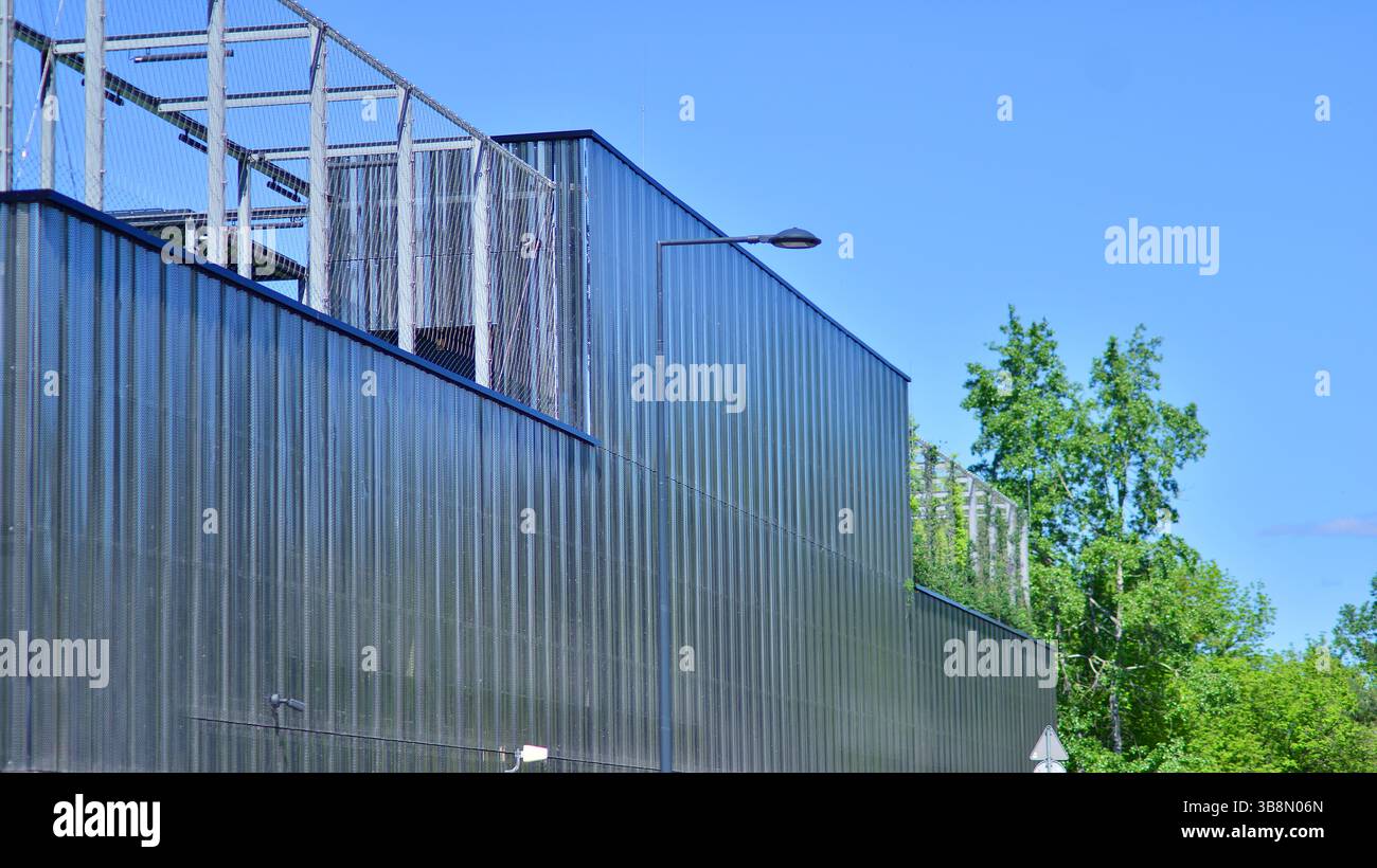 Architecture details of modern metal sheet facade storage building ...