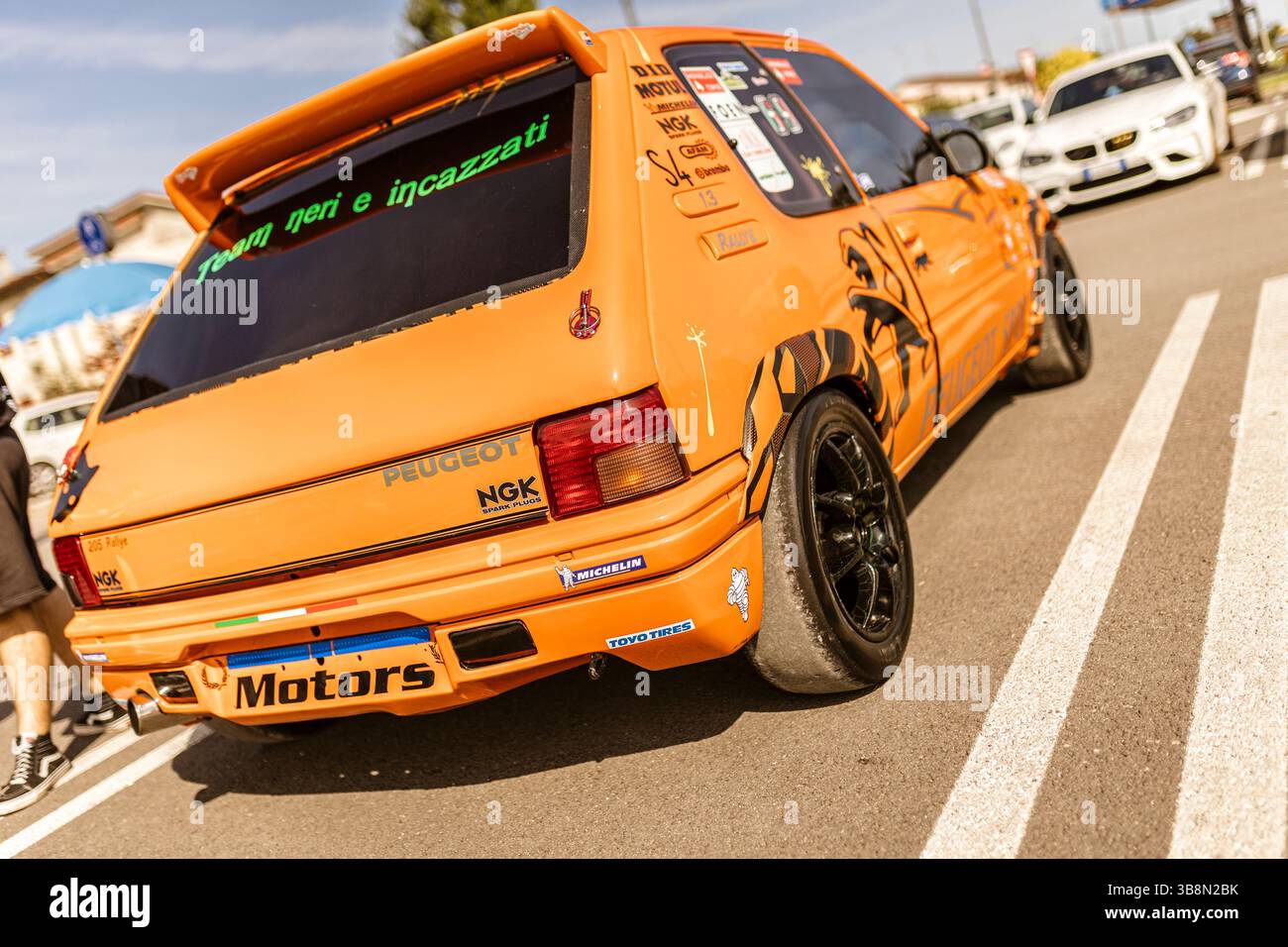 Rome, italy 4 may 2025: tuned orange peugeot 205 rallye featuring ...