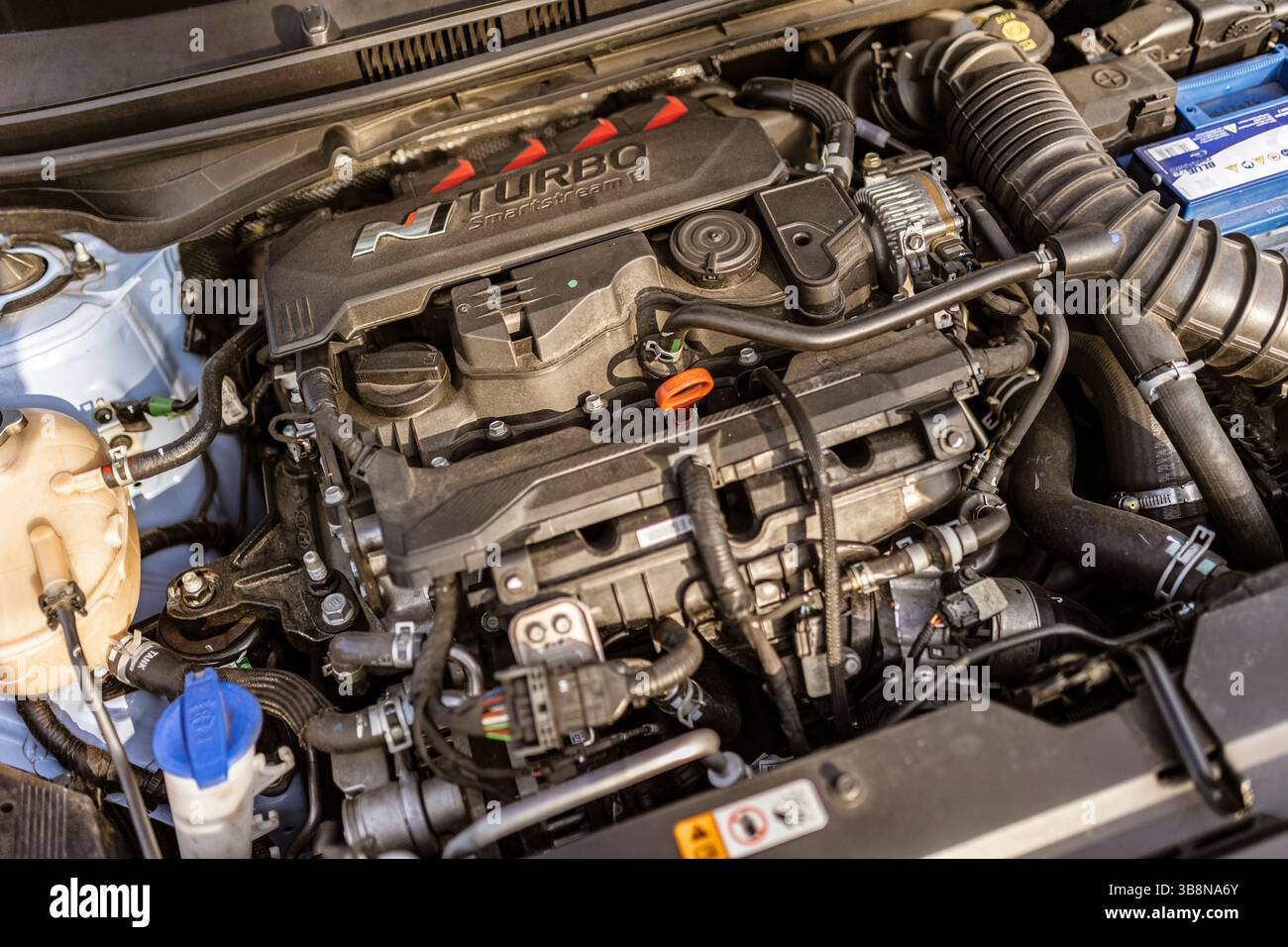 Rome, italy 4 may 2025: modern car engine compartment featuring the ...