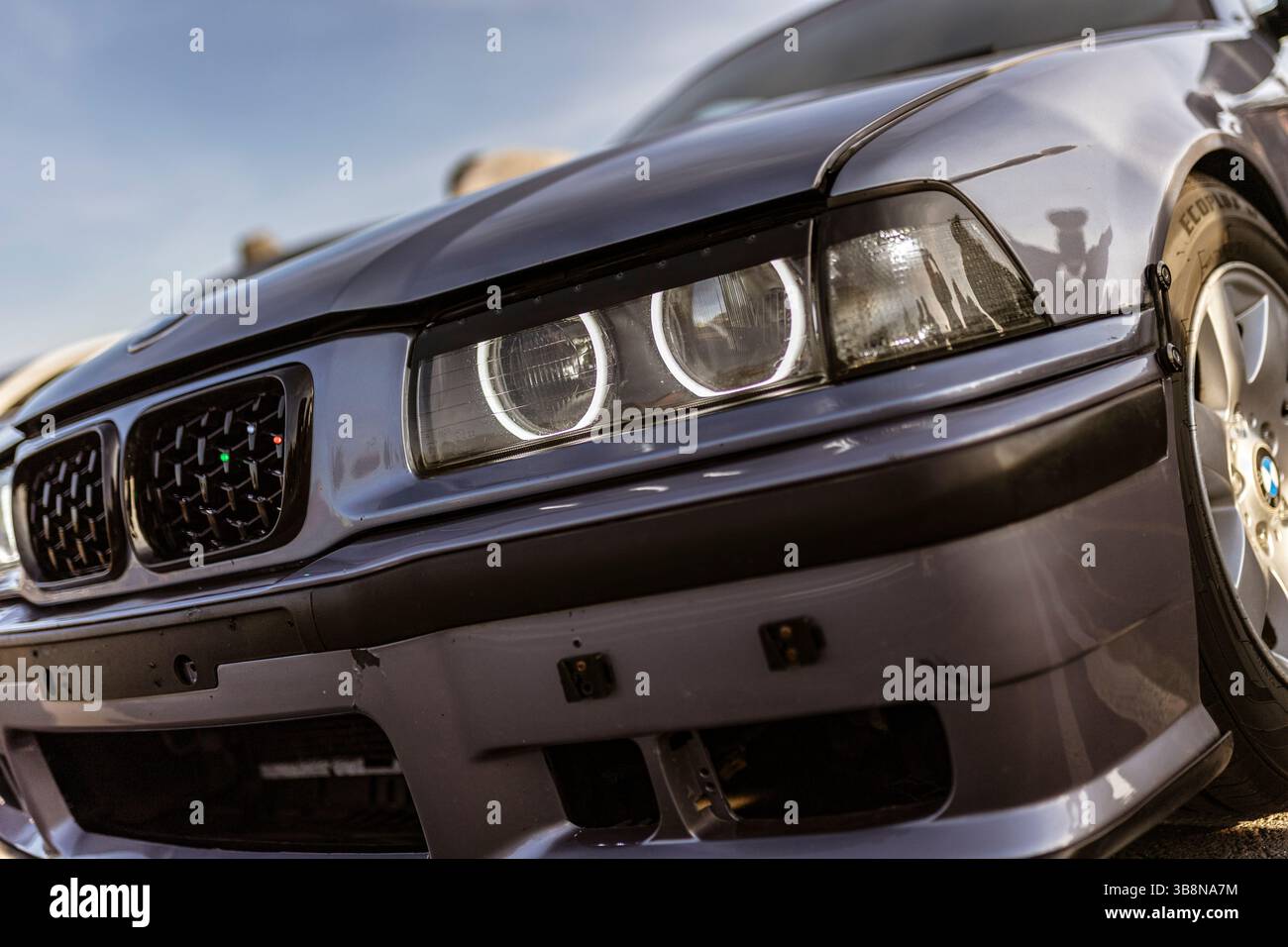 Rome, italy 4 may 2025: front of a gray bmw e36 parked outdoors ...